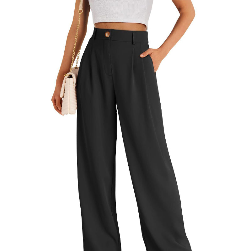Lässige Hose mit hohem Bund und geradem Bein für Damen – duchro